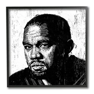 Stupell Kanye Black White Etched Portrait Culture Icon Framed Wall Art ...