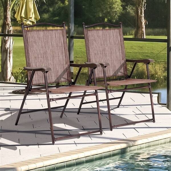 Patio Folding Sling Back Camping Deck Chairs (Set of 2) - Bed Bath ...