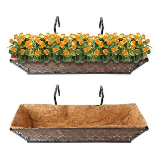 24 inch 2 Pack Window Boxes with Coco Liners , Garden Trough Black ...