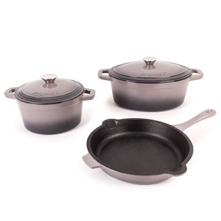 BergHOFF Neo 5pc Cast Iron Dutch Oven Set with 10" Fry Pan, 3qt. & 5qt ...