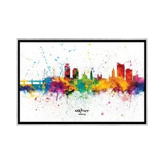 iCanvas "Cardiff Wales Skyline Splash" by Michael Tompsett Framed - Bed ...