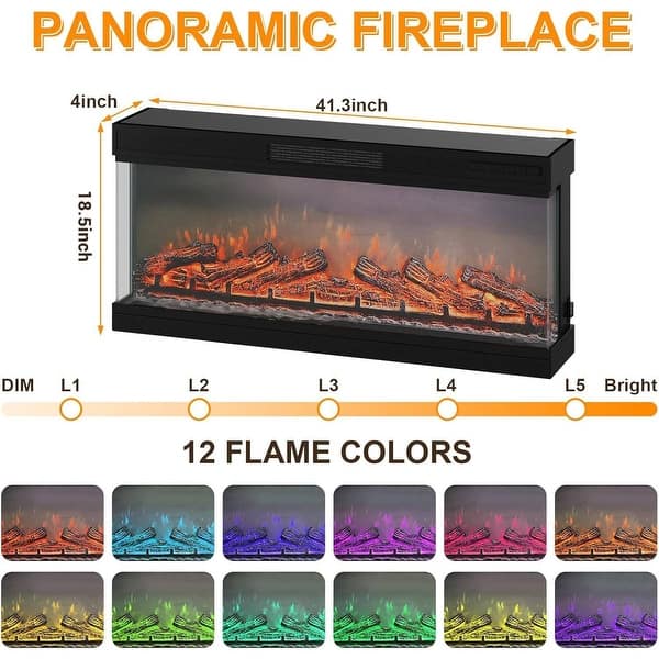 75In 3 Sided Glass Fireplace Heater TV Stand with LED Lights - N/A ...