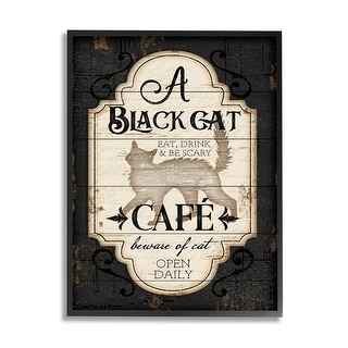 Stupell Black Cat Café Vintage Halloween Sign Spooky Witch Framed Wall ...