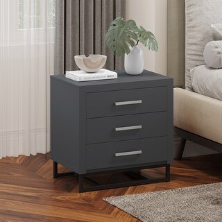 Modern 3 Drawer Nightstand With Simple and Generous Storage Space - Bed ...