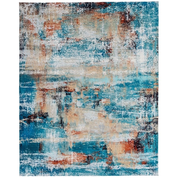 Abstract Blue/Gold Area Rug - Bed Bath & Beyond - 32051193