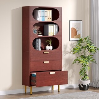 70.8-Inch Tall Vertical File Cabinet, Wood Filing Cabinet with Drawers ...