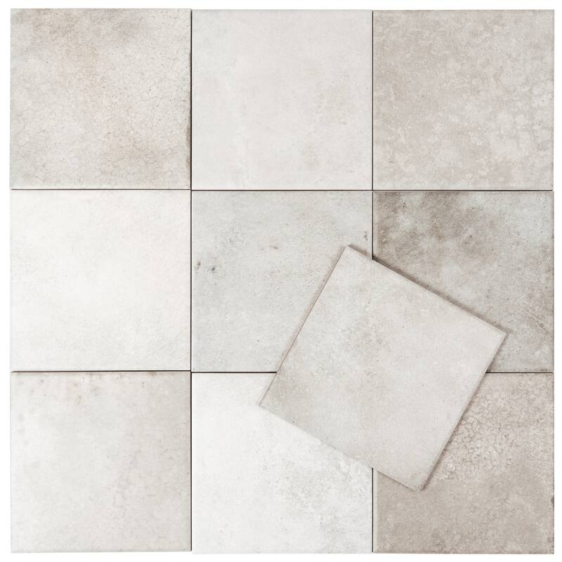 Zahara 6x6 Cool Gray Porcelain Zellige Square Wall and Floor Tile (5.38 ...