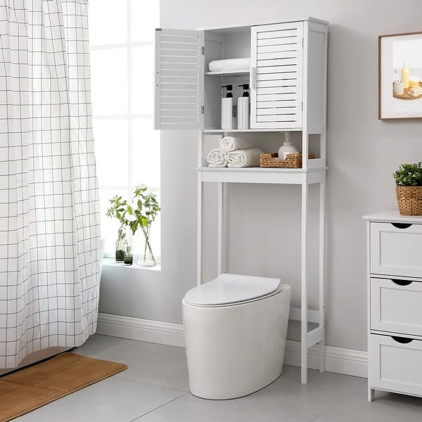 SONGMICS Over-The-Toilet Cabinet Storage with Adjustable Inside Shelf ...