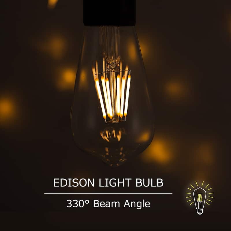 YANSUN 60-Watt Equivalent ST58 E26 Medium Base Vintage LED Edison ...