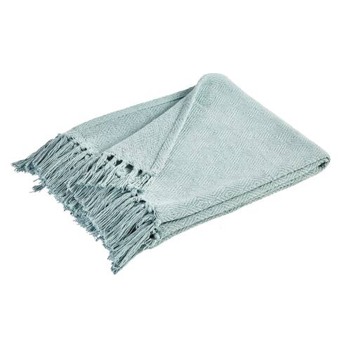 Bruno Cotton Throw, Waffle Weaving The Urban Port, Set of 2, Light Blue ...