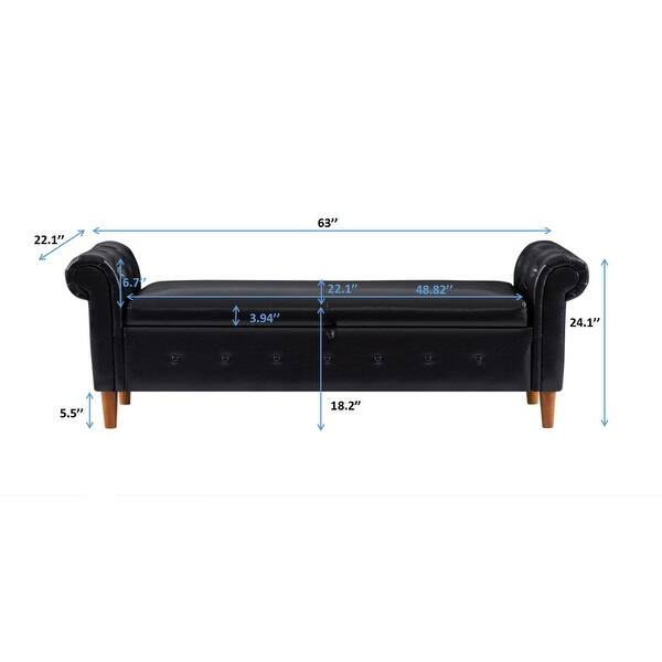 Rolled Arm Upholstered Bench With Storage - Bed Bath & Beyond - 36112242