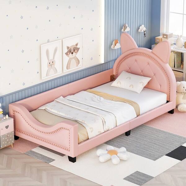 Twin Size Upholstered Daybed with Mickey Mouse Ears Headboard for Kids ...