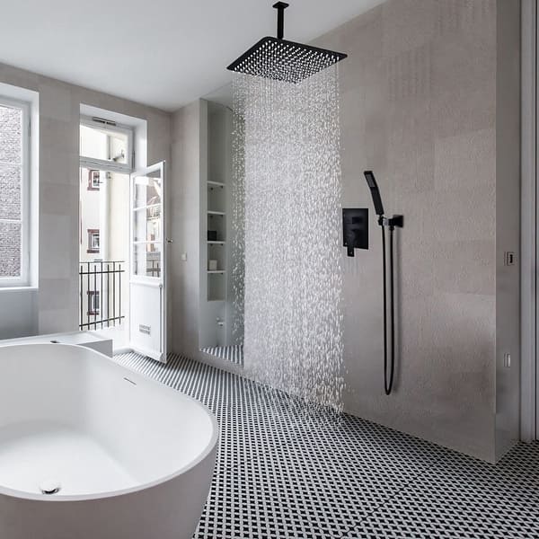Matte Black Complete Shower System with Rough-in Valve - Bed Bath ...