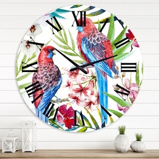 Designart 'Rosella Bird' Traditional wall clock - Bed Bath & Beyond ...