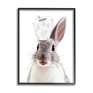 Stupell Rabbit Balancing Toilet Paper Framed Giclee Art by Annalisa ...
