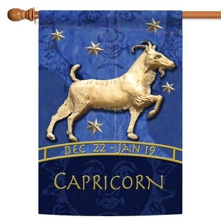 Blue and Gold Capricorn Zodiac Outdoor House Flag 40" x 28" - Bed Bath ...