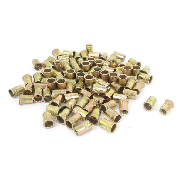 100Pcs 14mm Long Flat Head Rivet Nut Insert Nutserts Fastener M6x1.0mm ...