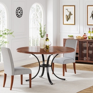 47 inch Round Dining Table Circle Dining Room Table for 4 People - Bed ...