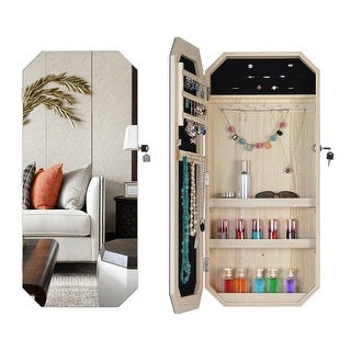 Full Mirror Octagon Jewelry Storage Mirror Cabinet Hang On Door Wall ...