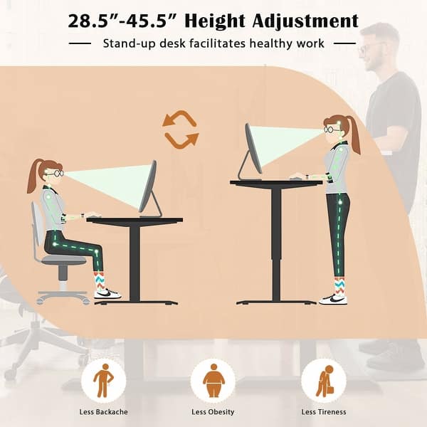 L-shaped Electric Standing Desk with 4 Memory Positions and LCD Display ...