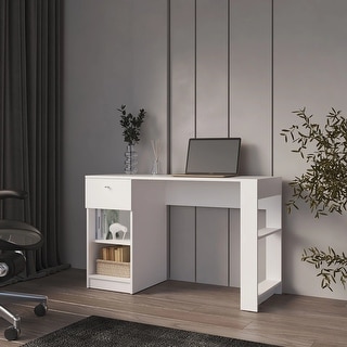 Modern Rectangular Freestanding Computer Desk with Drawer and Open ...