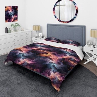 Designart "Enchanted Nebula Moody Patterns I" Modern Bedding Cover Set ...