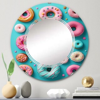 Designart 'Colorful Donuts Flatlay IV' Printed Food Donuts Wall Mirror ...