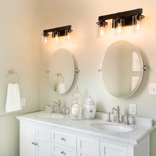 Rustic Farmhouse Brown Metal 3/4/5/6-Lighs Bathroom Vanity Lights Glass ...