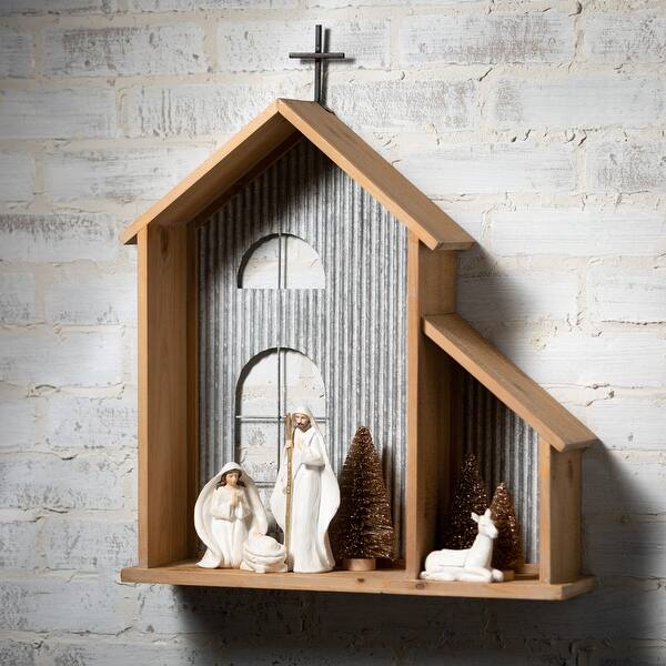 Sullivans Single Nativity Creche Shelf - 19"L x 6.5"W x 23.5"H - Bed ...