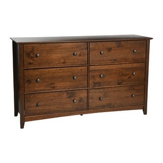 Shaker Solid Wood Double Wide Dresser Chest of 6 Drawers - Bed Bath ...
