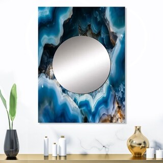 Designart "Geode Gems I" Stone Geode Mirror Blue - Traditional Large ...