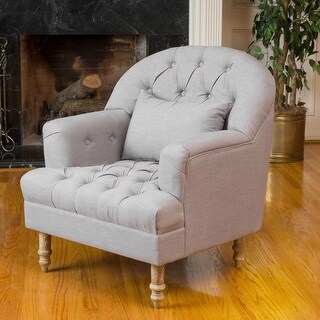 Tufted High Back Chair, Comfortable Armchair with Roman Wood Legs - Bed ...
