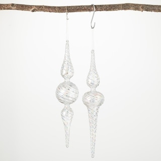13"H Sullivans Pearl Finial Ornament - Set of 2, Clear Christmas ...