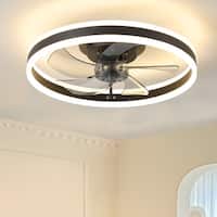 Glendale Modern 20in. Flush Mount Ceiling Fan with Lights, Low Profile ...