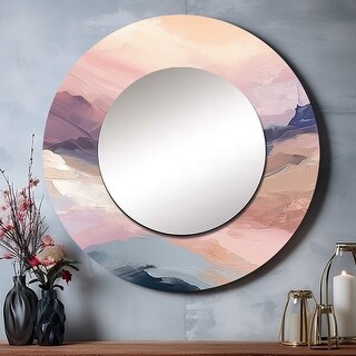 Designart "Pastel Countryside Beauty" Abstract Round Mirror Wall Decor ...