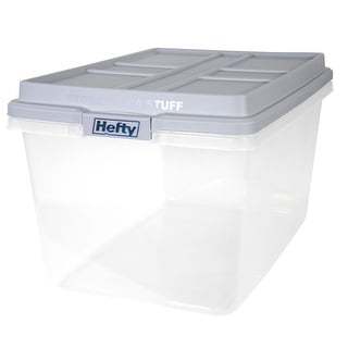 Hefty 72 Qt Hi-Rise Stackable Plastic Storage Bin with Lid, 6 Pack ...