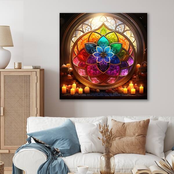Designart "Sacred Geometry Stained Glass Shrine" Buddhism Wall Art ...