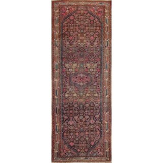 Vintage Tribal Geometric Zanjan Persian Wool Runner Rug Hand-knotted ...