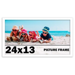 24x13 Frame White Solid Wood Picture Frame Includes UV Acrylic Shatter ...