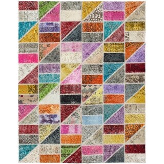 ECARPETGALLERY Hand-knotted Color Transition Patchwork Multi Wool Rug ...