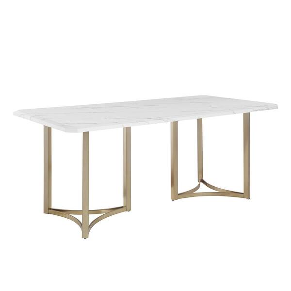White Top Dining Table with Durable Brushed Metal Base - Bed Bath ...
