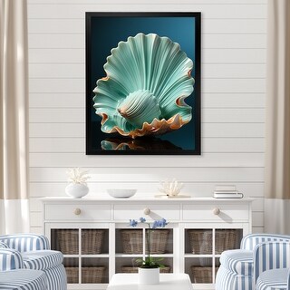 Designart "Green Clam Ocean Treasures I" Clam Framed Wall Decor - Bed ...