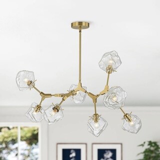 8-Light Modern Molecular Texture Glass Ice Shade Chandelier - 39in ...