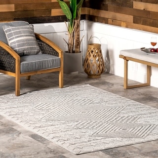 Brooklyn Rug Co Brinn Geometric Striped Indoor/Outdoor Area Rug. - Bed ...