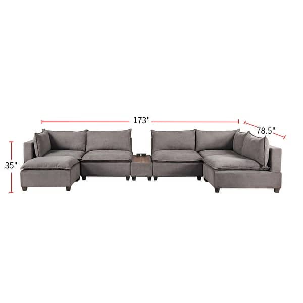 7 Piece Modular Sectional Sofa with USB Storage Console Table - Bed ...