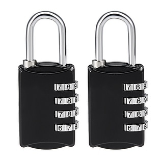4 Digit Combination Padlock, 4mm Steel Shackle Code Padlocks Black ...