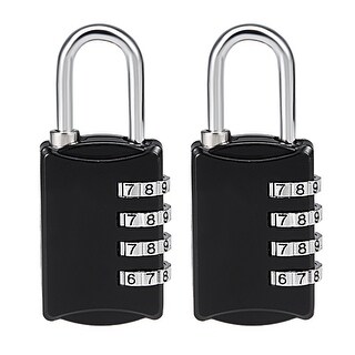 4 Digit Combination Padlock, 4mm Steel Shackle Code Padlocks Black ...