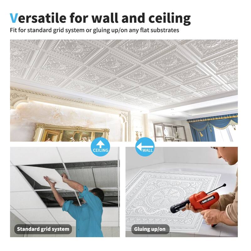Art3d 2x2ft PVC Decorative Ceiling Tile,Drop In 3D Ceiling Panel,12Pcs ...
