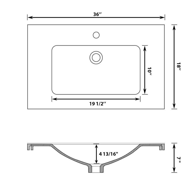 Kichae Vanity Top with Sink 30/31/36 Inch Ceramic Bathroom Vanity Top ...