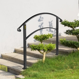 VEVOR 3FT Angle Adjustable Iron Handrail Black Fits 2 or 3 Steps Rail ...